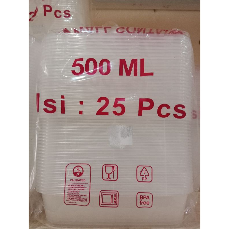 Jual THINWALL DM PERSEGI PANJANG 500 ML/THINWALL RECTANGLE ISI 25 PCS | Shopee Indonesia