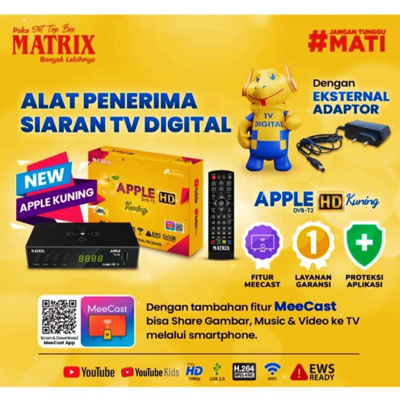 Jual Set top box tv digital Matrix DVB T2 BURGER HIJAU/APPLE KUNING | Shopee Indonesia