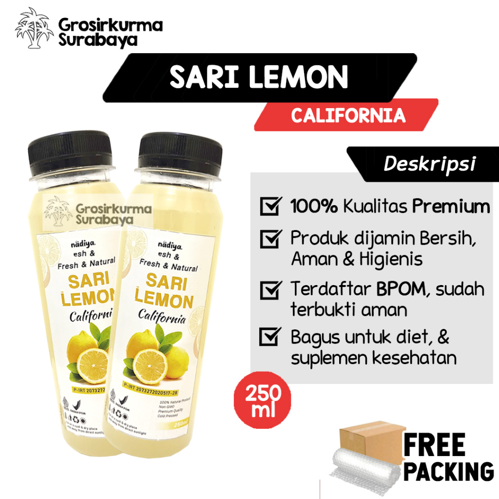 Jual PIRT Sari Lemon 250ml Asli Jus Minuman Diet Detox Keto Suplemen ...
