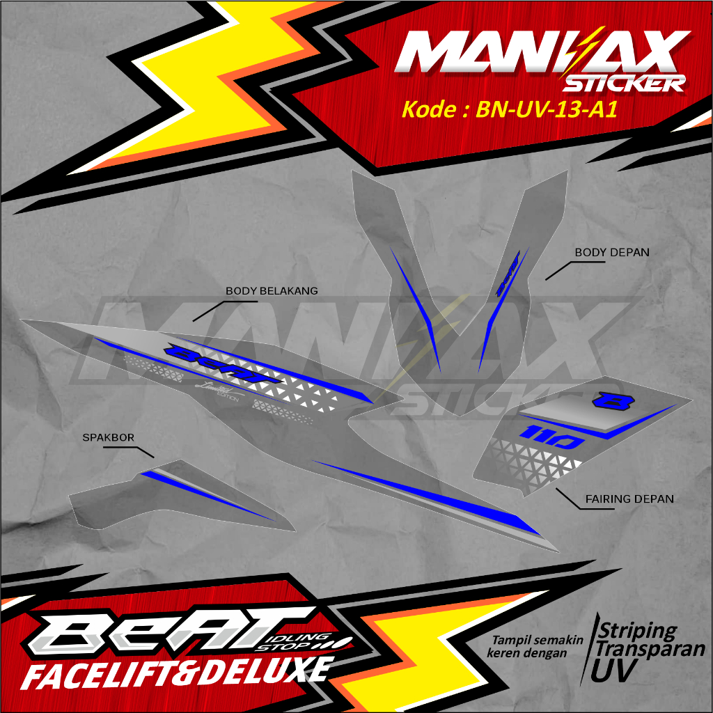 Jual Stiker Striping UV Beat Deluxe Beat New Custom Desain - Striping ...