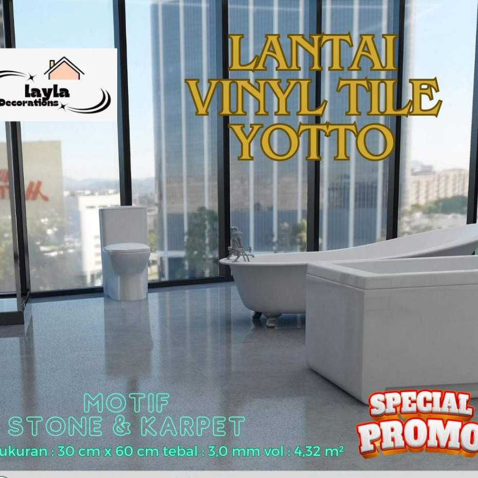 Jual Lantai Vinyl Tile YOTTO Motif karpet dan motif stone ukuran : 30 ...
