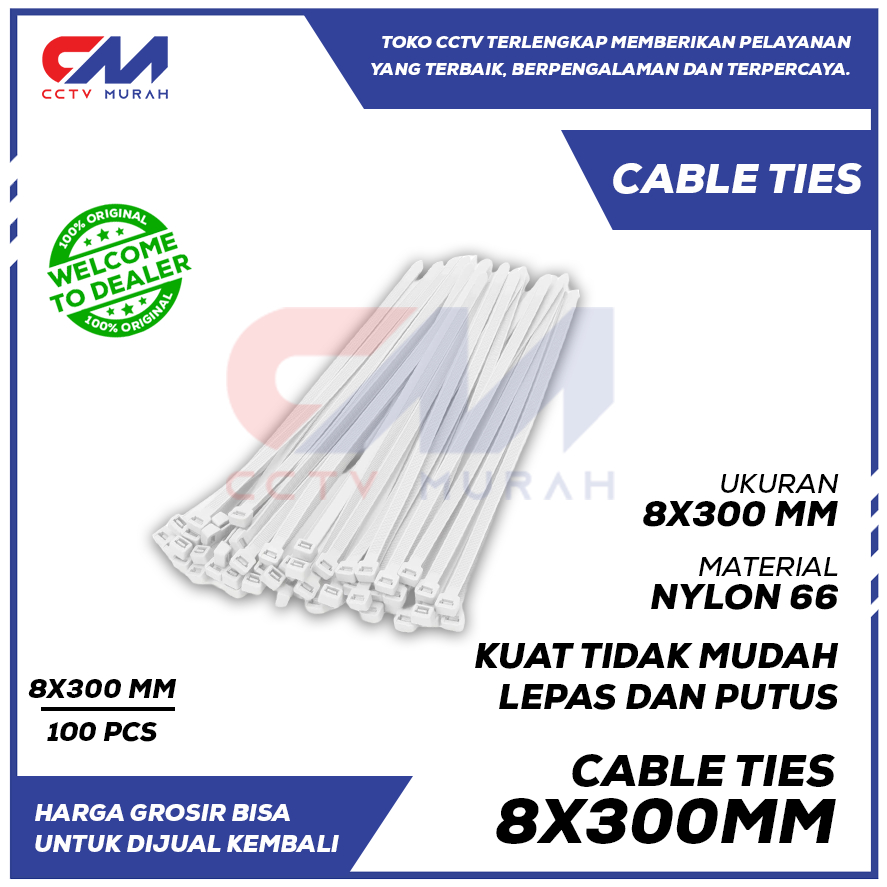 Jual KABEL TIS 20CM,30CM || CABLE TIES 20CM,30CM PUTIH || ISI 100 PCS ...