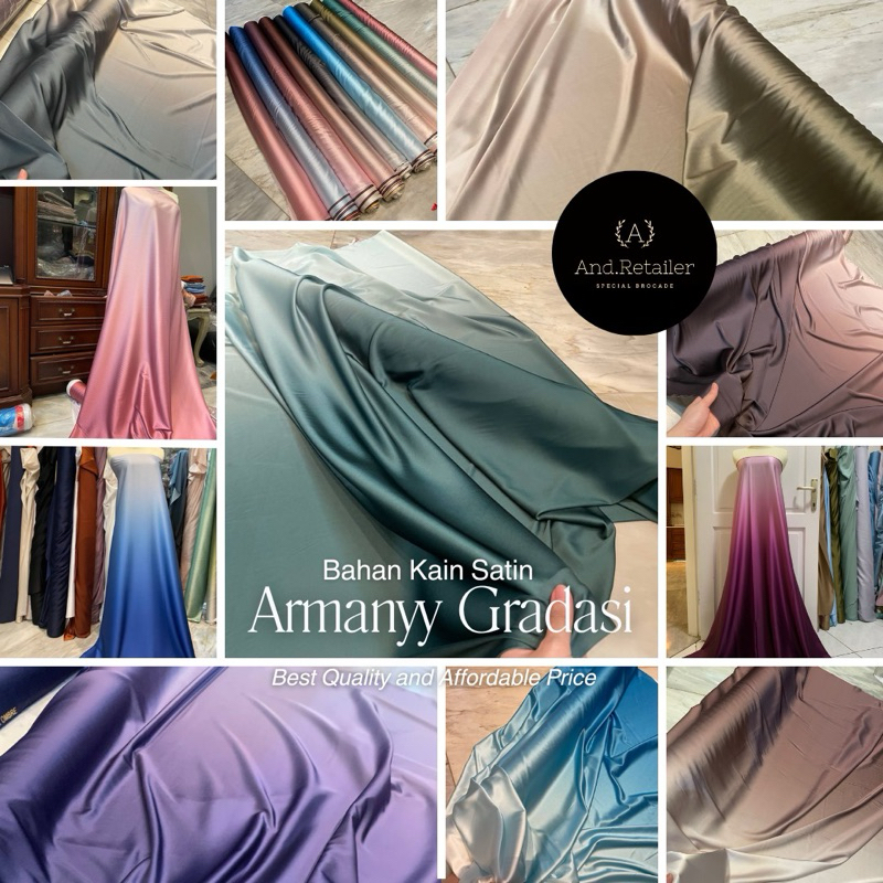 Jual Bahan Kain Satin ARMNII Silk Gradasi Ombre Gradient 2 tone Warna ...