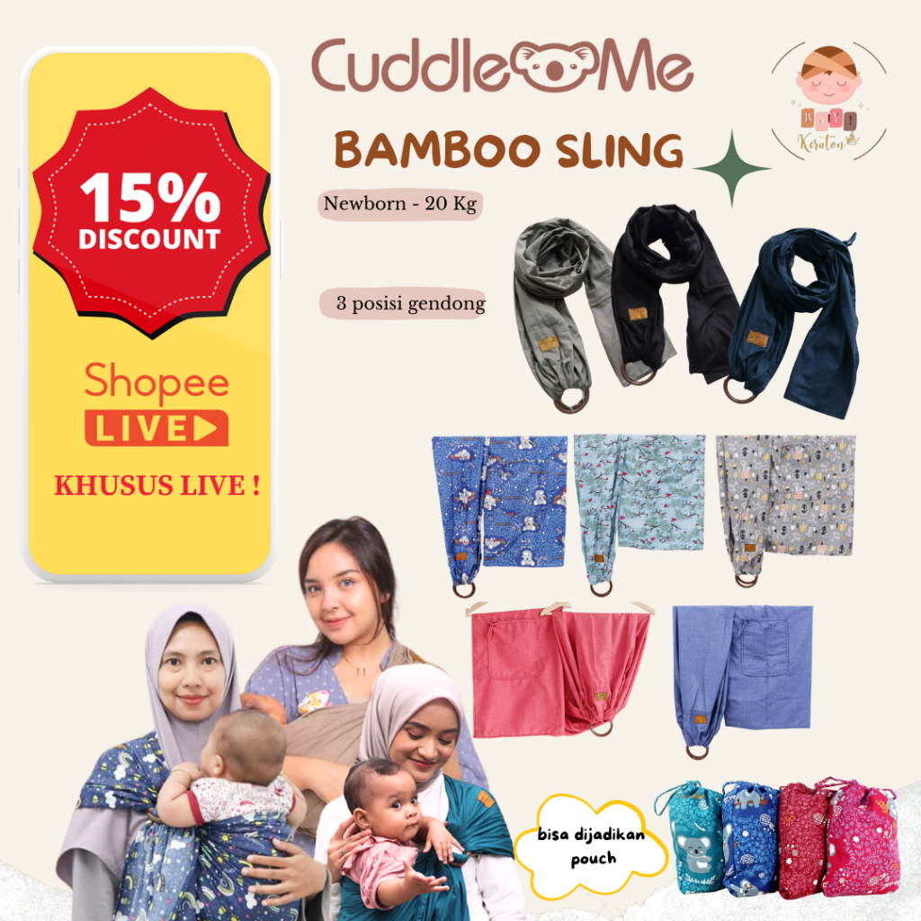 Jual Cuddle Me Ring Sling Bamboo Gendongan Bayi Samping Jarik Cukin ...