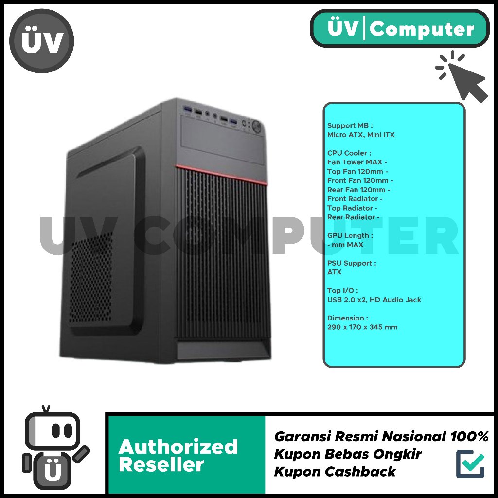 Jual Casing PC Komputer Power Up PowerUp Aeromax AM-66F AM66F 66F PSU ...