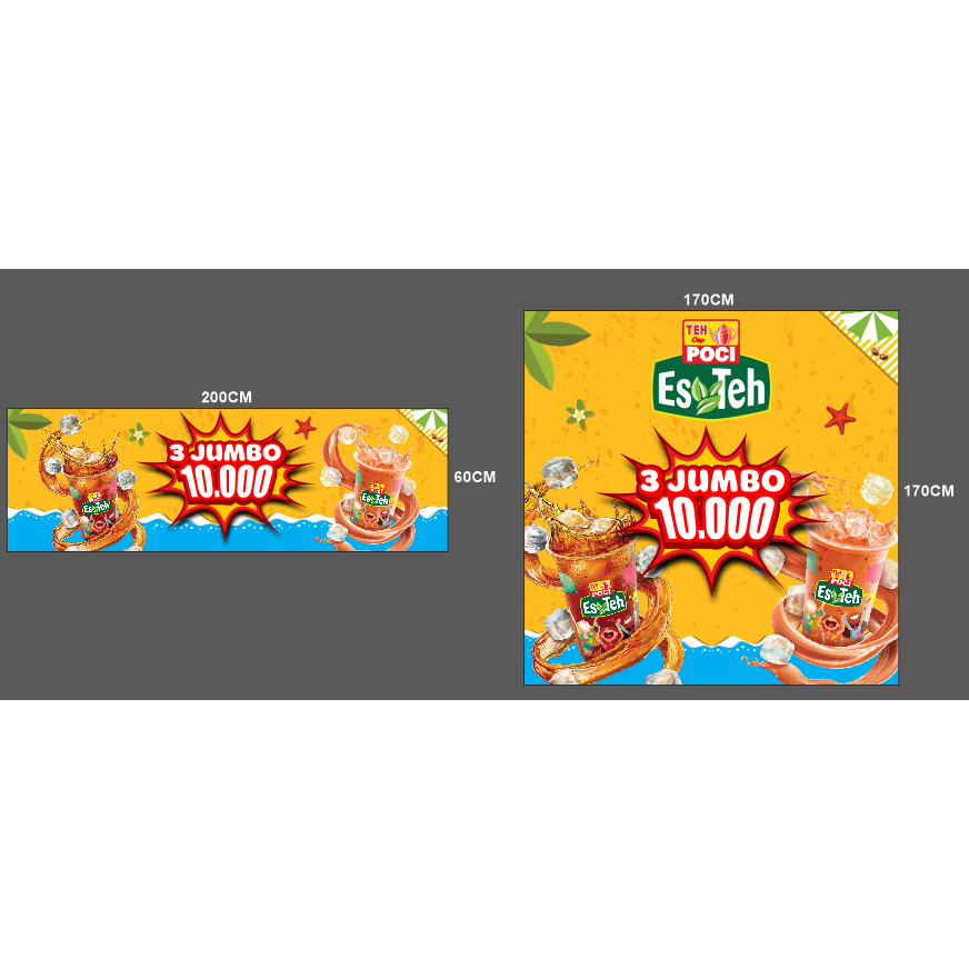 Jual banner es teh ukuran 200cm x 60cm & 170cm x 170cm | Shopee Indonesia