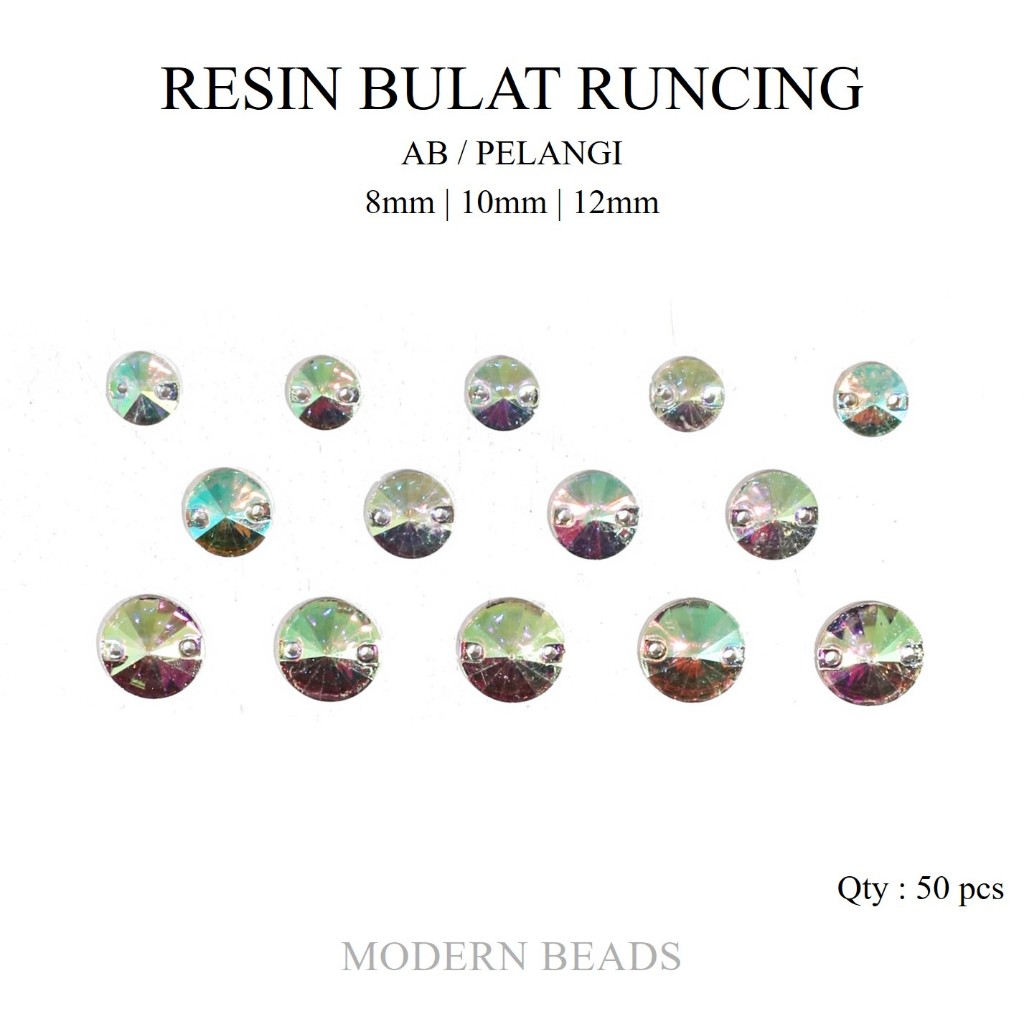 Jual [50 pcs] Resin Bulat Runcing AB / Pelangi / Payet Diamond Resin ...