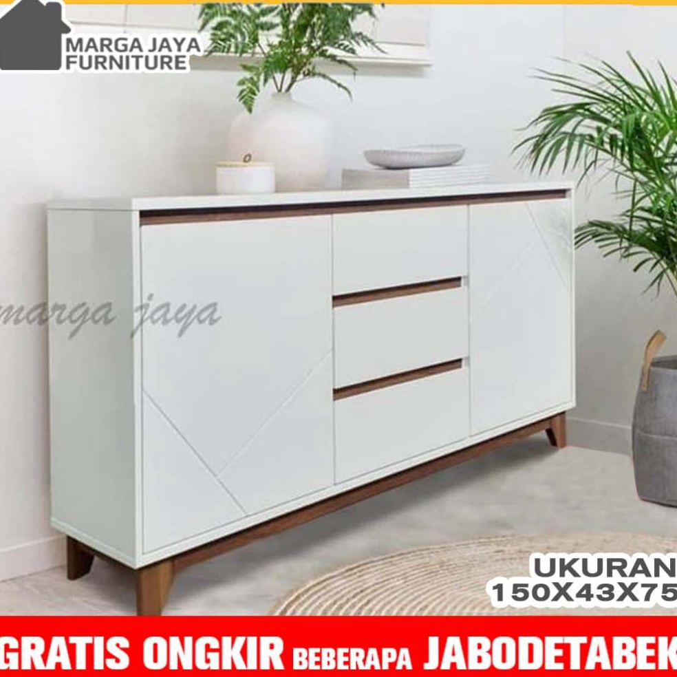 Jual Sangat Nyaman Lemari Meja Buffet Rak TV Premium Putih Glossy ...
