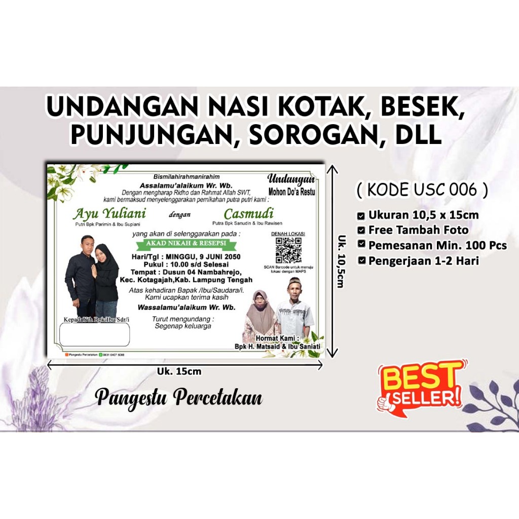 Jual CETAK UNDANGAN BESEK UNDANGAN SOROGAN | UNDANGAN PUNJUNGAN ...