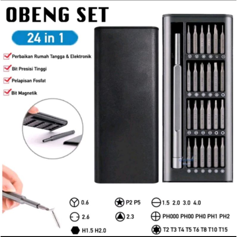 Jual Obeng Set 24 IN 1 Magnet Multifungsi Set Tools Premium Quality ...