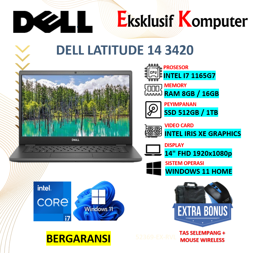 Jual Laptop Bisnis Promo Dell Latitude 14 3420 Intel Core i7 1165G7 16GB 512GB SSD Windows 11 ...