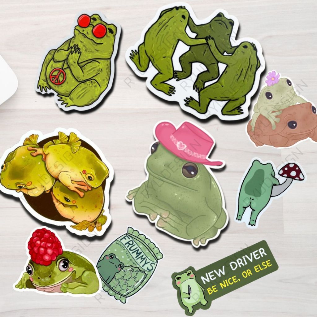 Jual Stiker Lucu Hewan Kodok Katak Frog Meme Besar Anti Air Berkualitas ...