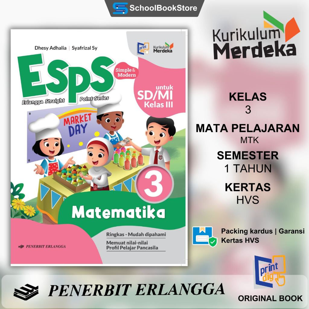 Jual Buku Paket ESPS MATEMATIKA KELAS 3 SD MI KURIKULUM MERDEKA Penerbit Erlangga Mata Pelajaran ...