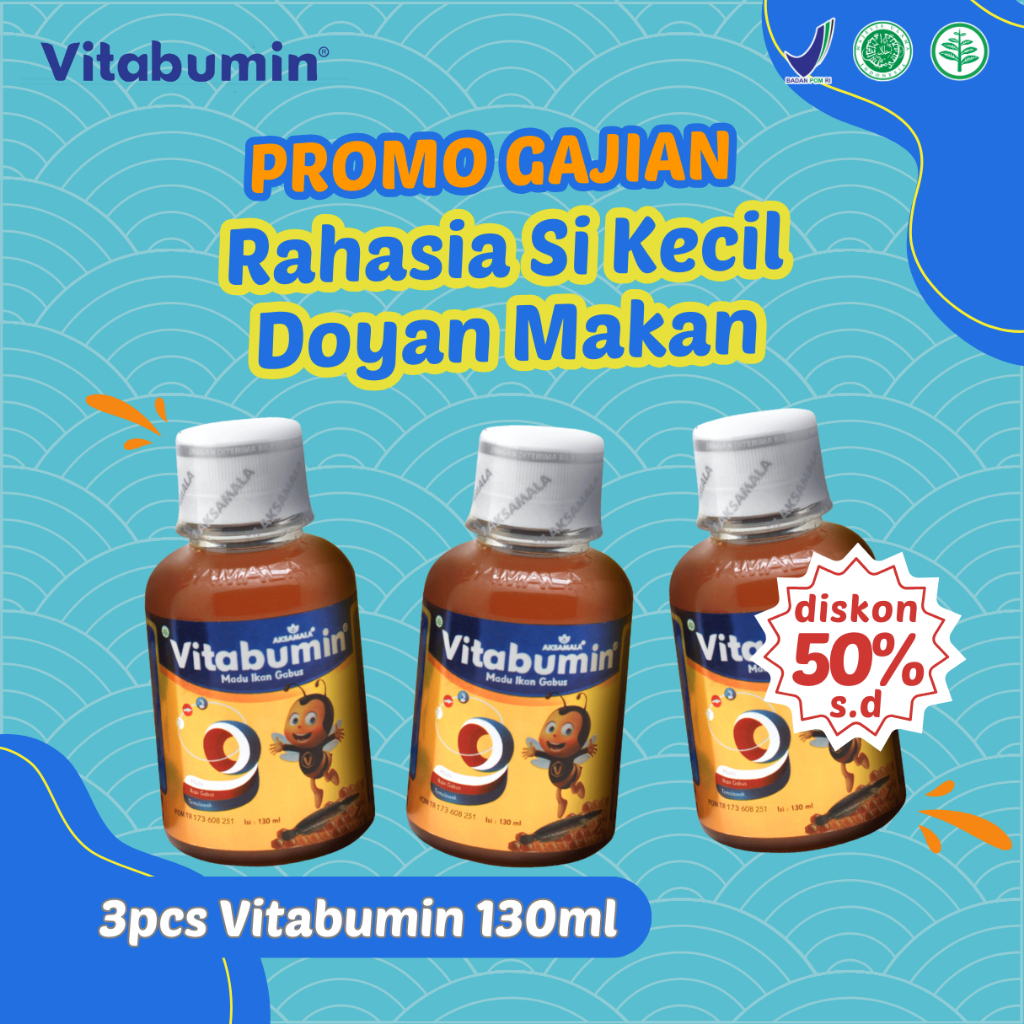 Jual Vitabumin 130ML- 3 PCS/BOTOL Penambah Nafsu Makan Anak | Shopee Indonesia