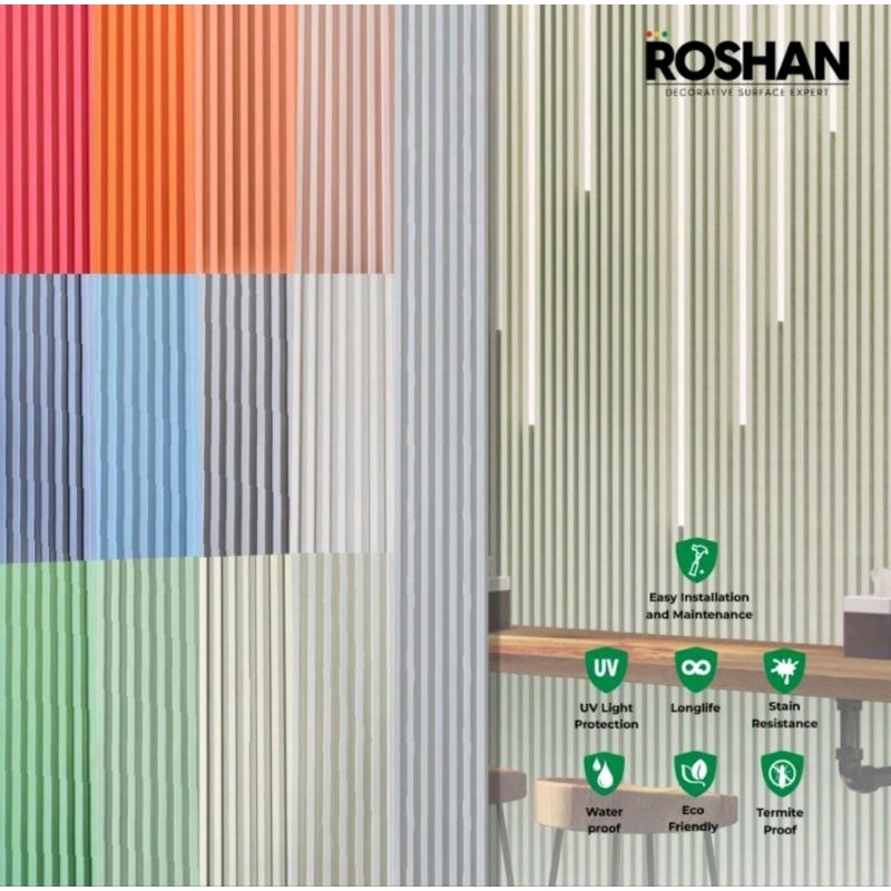 Jual ROSHAN WPC Wallpanel Fluted 290 x 14,8 cm (Harga Ecer Perbatang ...
