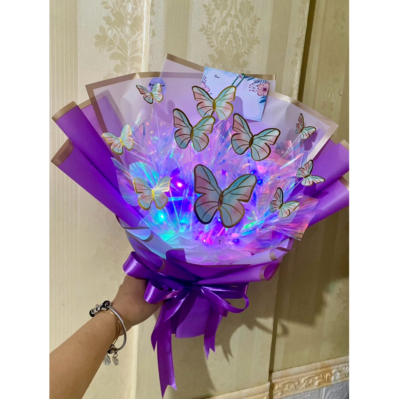 Jual Buket kupu kupu LED wisuda cellophane butterfly | Shopee Indonesia