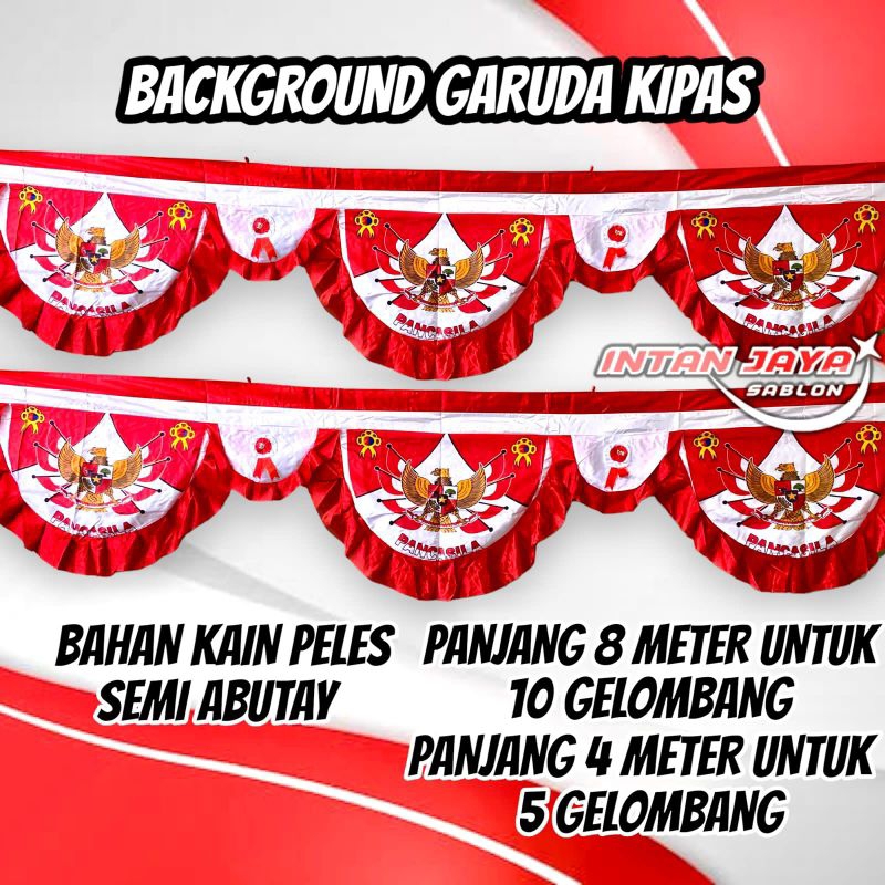 Jual BENDERA MERAH PUTIH BACKGROUND GARUDA SEMI ABUTAY 10 GELOMBANG/UMBUL UMBUL GELOMBANG CANTIK ...