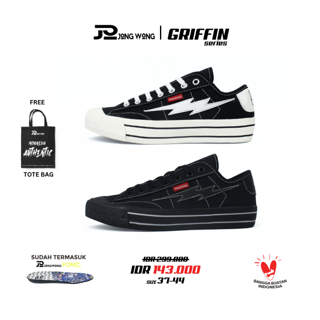 Jual Jong Wong Official - Sepatu Sekolah Griffin Low Black White ...