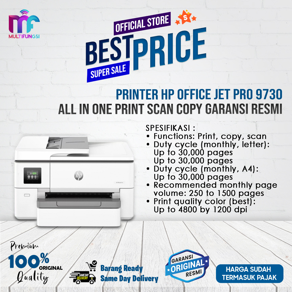 Jual Printer HP Office Jet Pro 9730 All In One Print Scan Copy Garansi ...