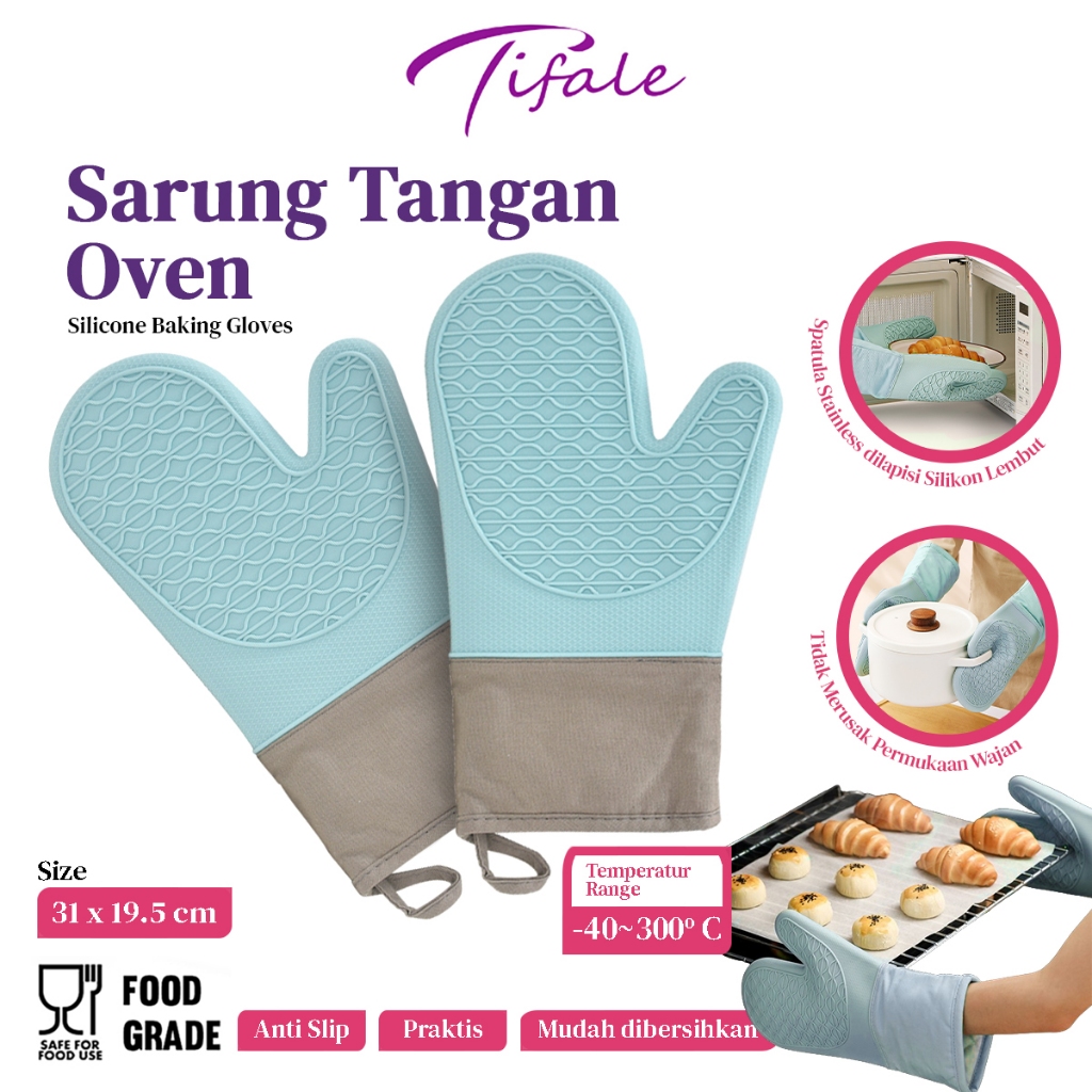 Jual Tifale Sarung Tangan Oven Anti Panas Dapur Silicone Baking Gloves ...