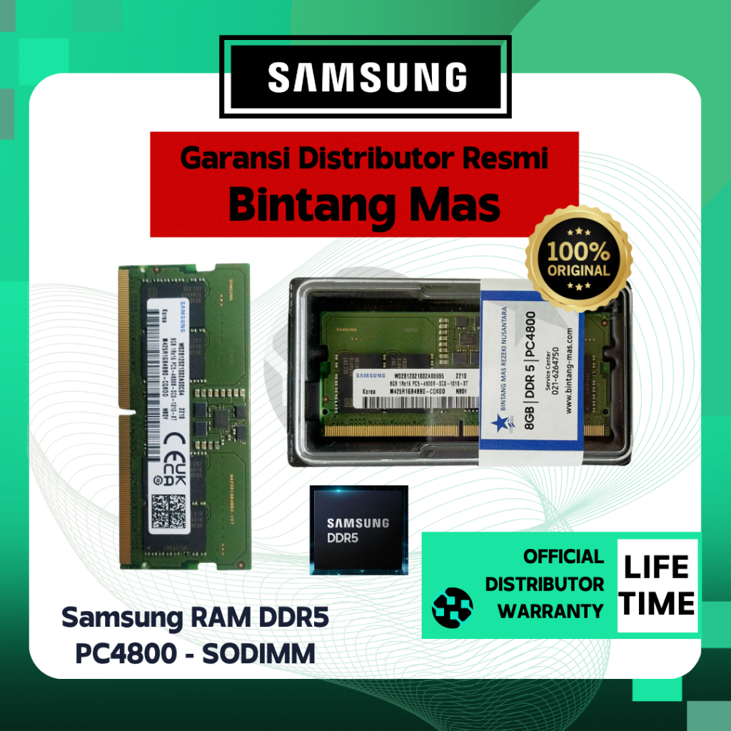 Jual SAMSUNG RAM SODIM DDR5 8GB / 16GB / 32GB SODIMM PC4800 PC5-38400 ...