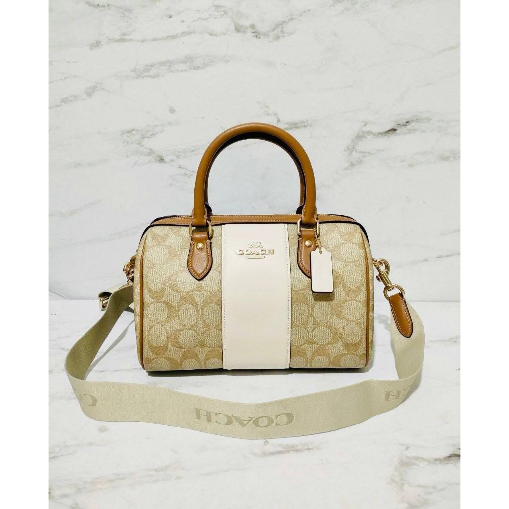 Jual tas selempang cewek Coach CR122 Rowan Satchel Signature Stripe ...