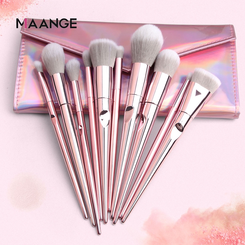 Jual MAANGE 10Pcs Kuas Makeup Brushes Set Dengan Kuas Tas Premium Kuas ...
