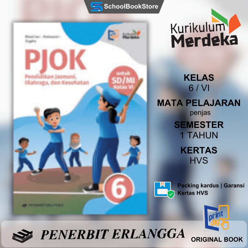 Jual Buku Erlangga Pendidikan Jasmani, Olahraga dan Kesehatan Kelas 6 SD Kurikulum Merdeka Mata ...