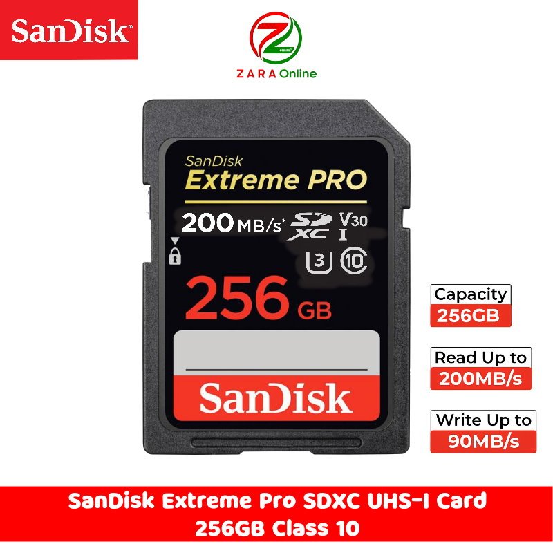 Jual SanDisk SDXC Extreme Pro U3 V30 200MBps 256GB For 4k | Shopee ...