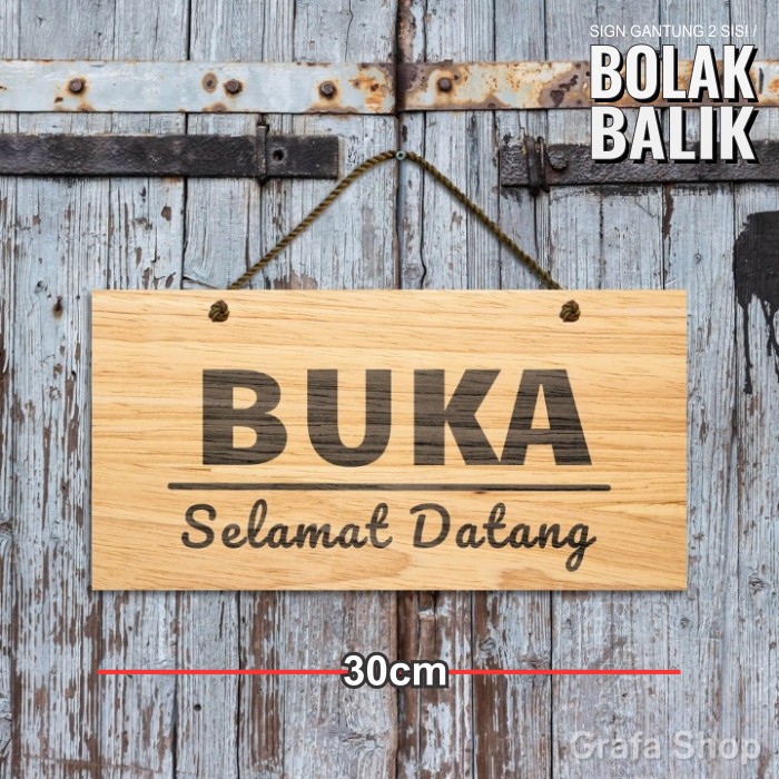 Jual Open Closed Sign Board Kayu Aestetic Signage Gantung 2 Sisi Toko ...