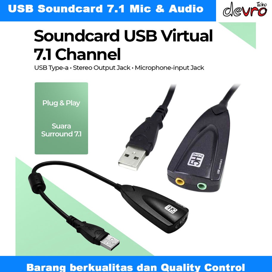 Jual USB Sound Card Sound Card USB Virtual 71 Channel dengan Chipset ...