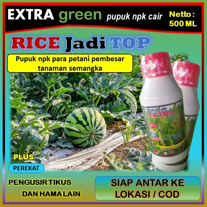 Jual Pupuk tanaman semangka npk cair lengkap ( EKTRA GREEN RICE jadi TOP ) 500 ml - pupuk ...