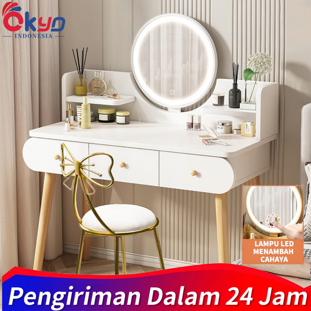 Jual Meja Rias Set Kursi Pita Meja Rias Lampu LED Meja Rias Minimalis Meja Rias Aesthetic ...