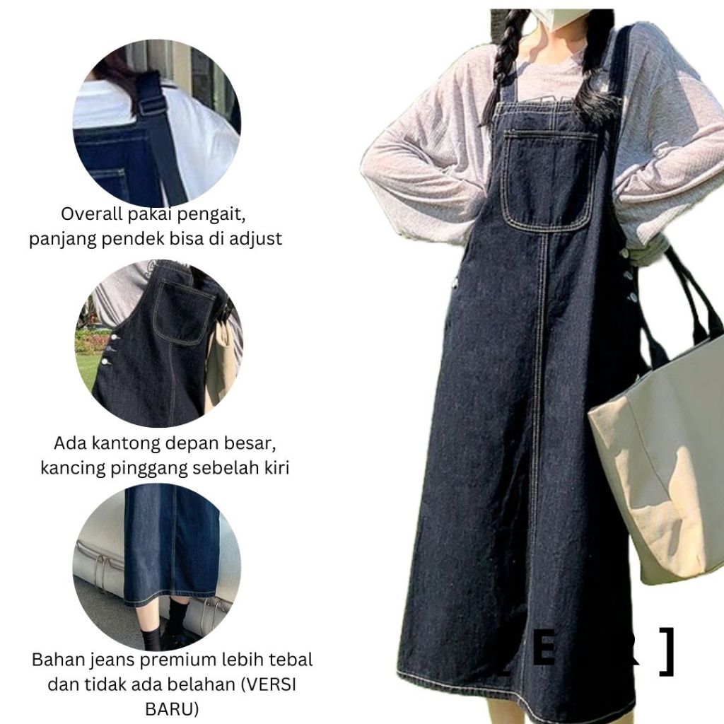 Jual Overall Rok Panjang/Jumpsuit Model Dress/Overall Jeans Denim ...