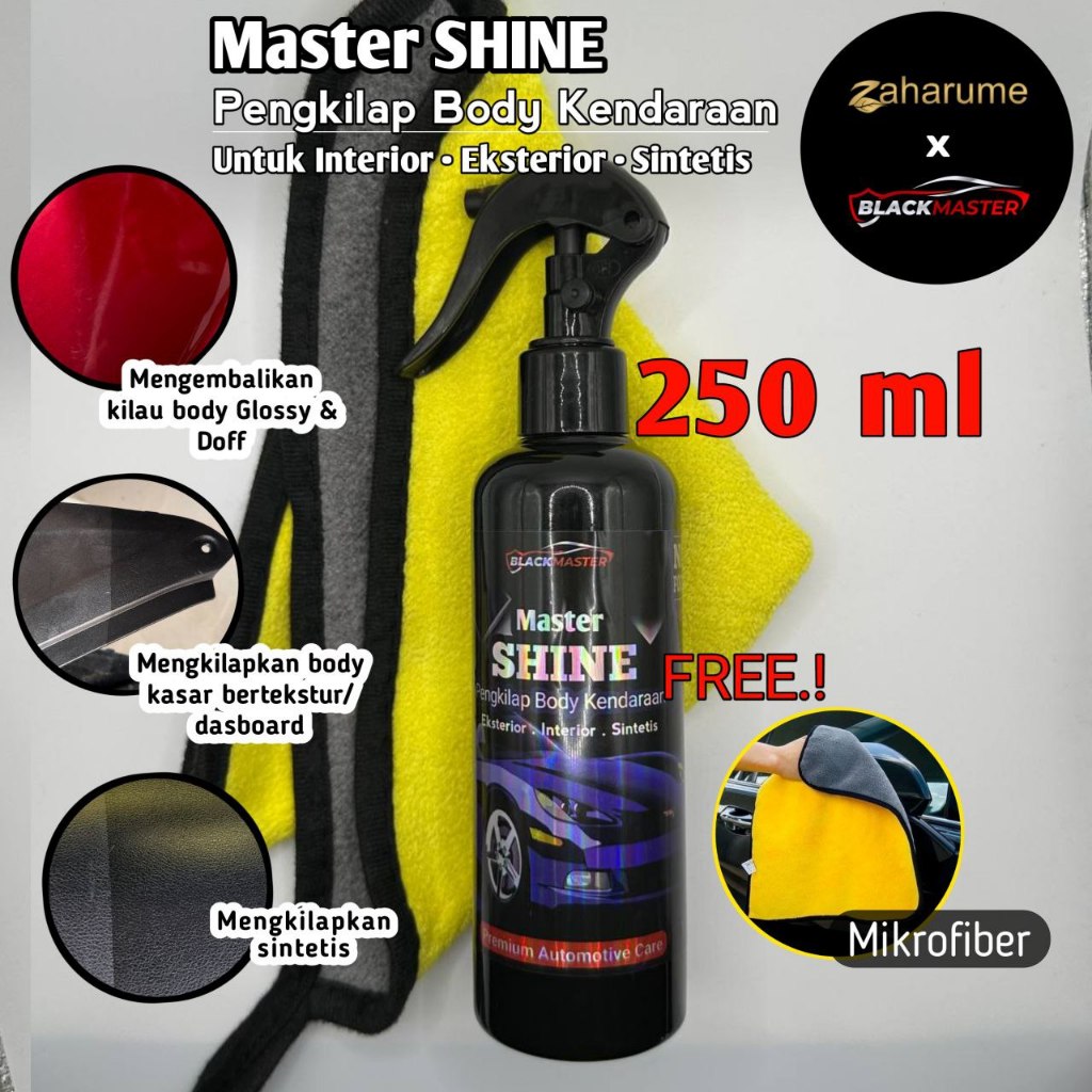 Jual Master Shine Pengkilap Body Motor Mobil Interior Eksterior Glossy Doff 250 ml | Zaharume ...