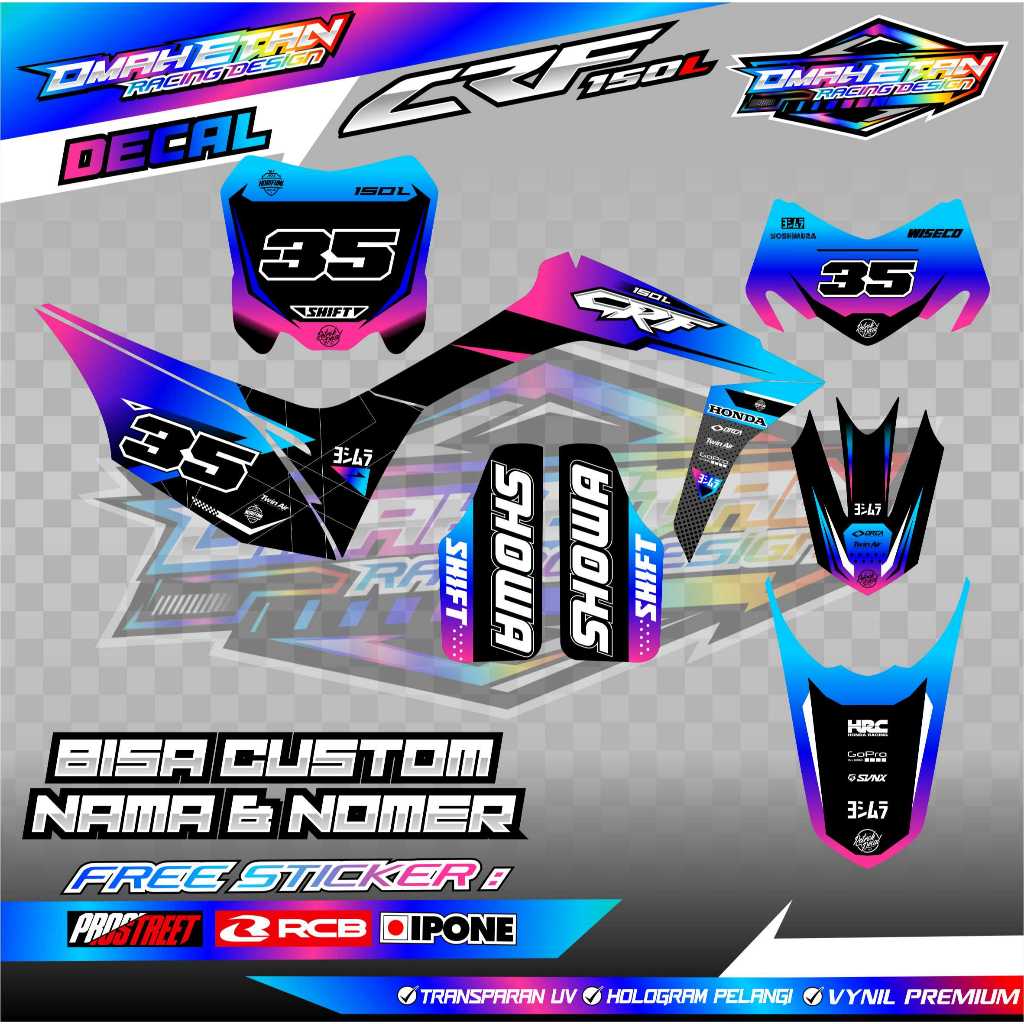 Jual DECAL PREMIUM HONDA CRF 150 L CUSTOM NAMA & NOMOR / DECAL FULL ...