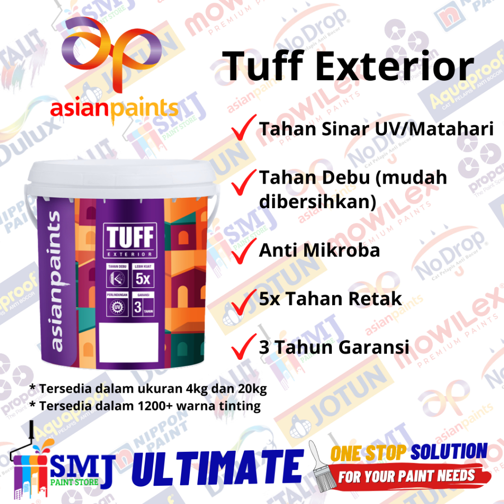 Jual Cat Tembok Eksterior ASIAN PAINT Tuff Exterior White / 3202 Putih ...