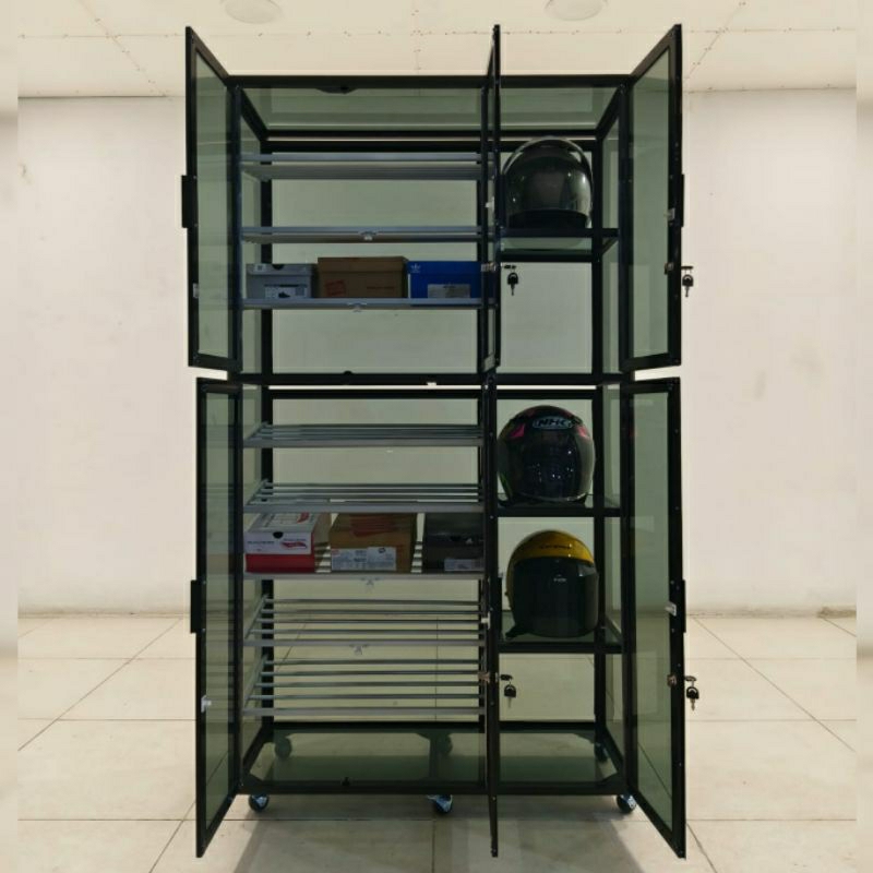 Jual LSH262 100X38X179 b LEMARI RAK SEPATU HELM ALUMINIUM 20U COKLAT ...