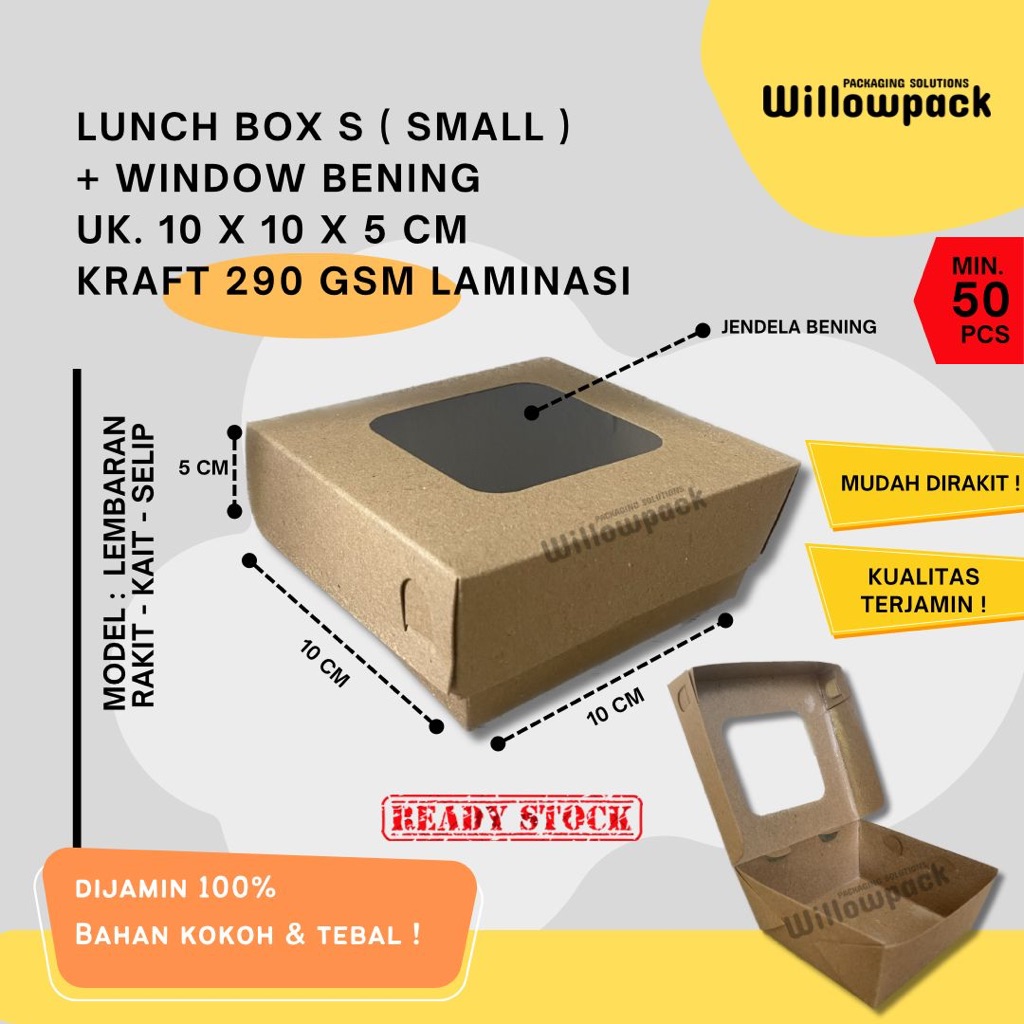 Jual LUNCH BOX S 10x10x5 SMALL KRAFT LAMINASI (MIN.50 PCS) KARDUS NASI ...