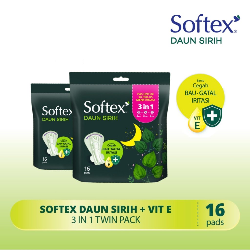 Jual Softex Daun Sirih + Vitamin E Pembalut 3in1 [Twin Pack] | Shopee ...