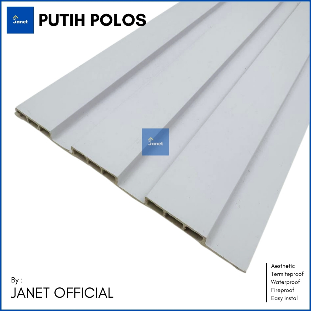 Jual WPC Wall Panel WARNA PUTIH POLOS 3 meter 300cm X 20cm X 1.2cm ...