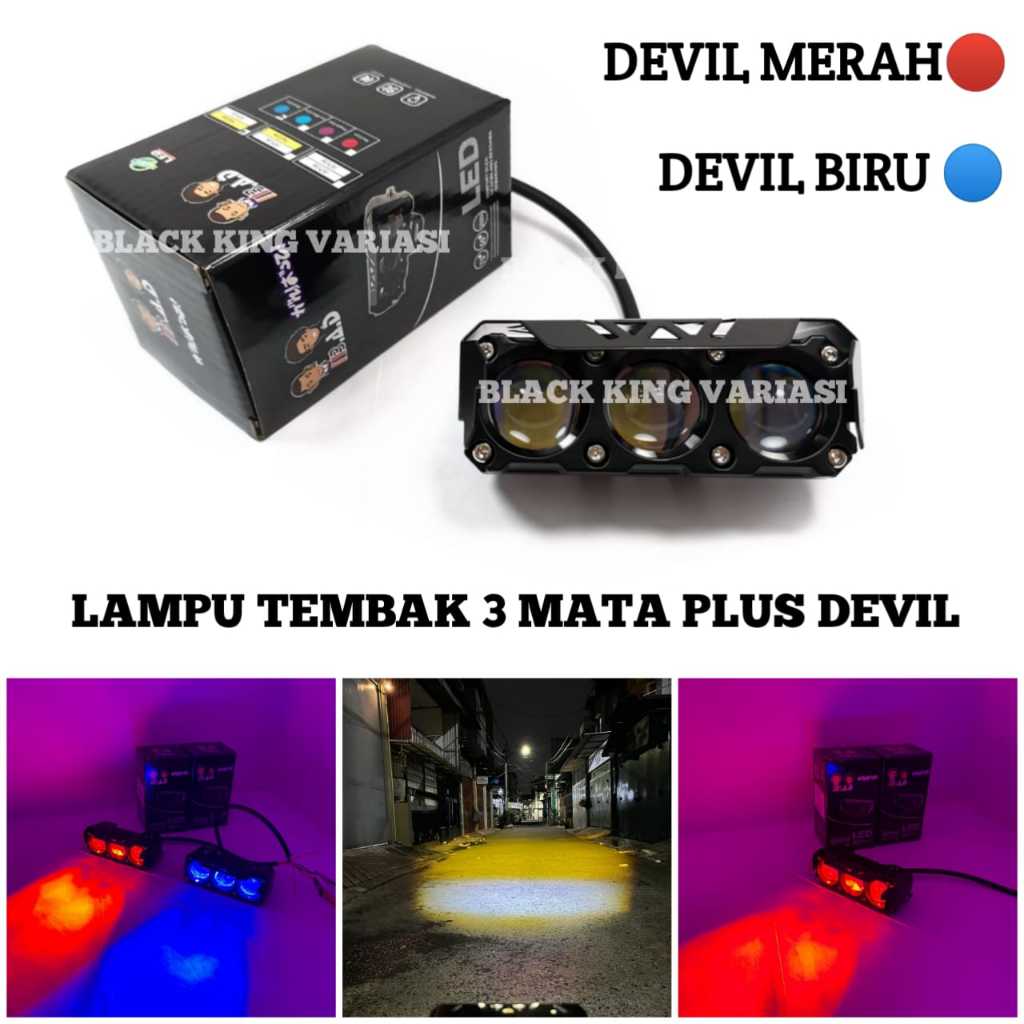 Jual Lampu Tembak Laser Gun 3 Mata Lampu Tembak SQL 3 Mata Devil Eye ...