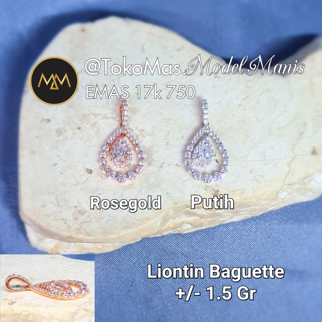 Jual Liontin Oval Pie cut Diamond Looks putih rosegold 750 kadar 17k ...