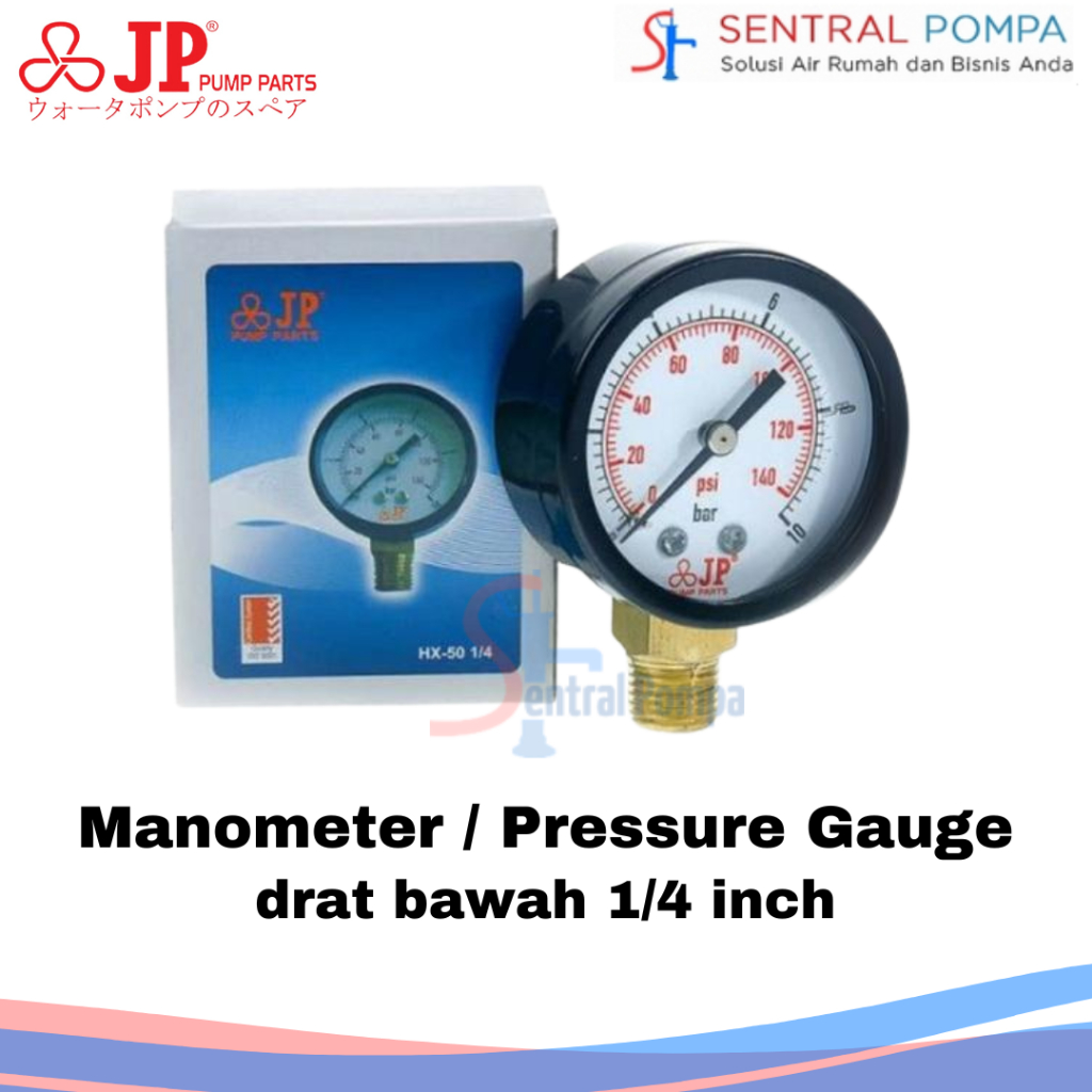 Jual Manometer HX-50 1/4 Pressure Gauge 10 bar 140 psi JP meteran ...