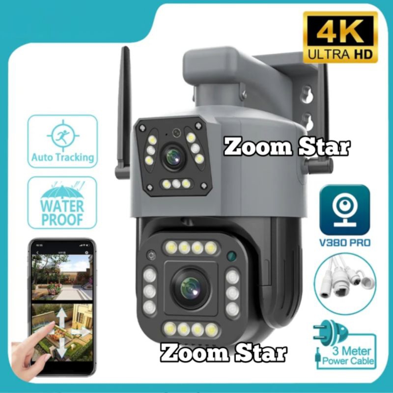 Jual CCTV KAMERA V380 WIFI CAMERA 4K DUAL LENS CCTV WIRELESS OUTDOOR IP SECURITY CAMERA COLORVU ...