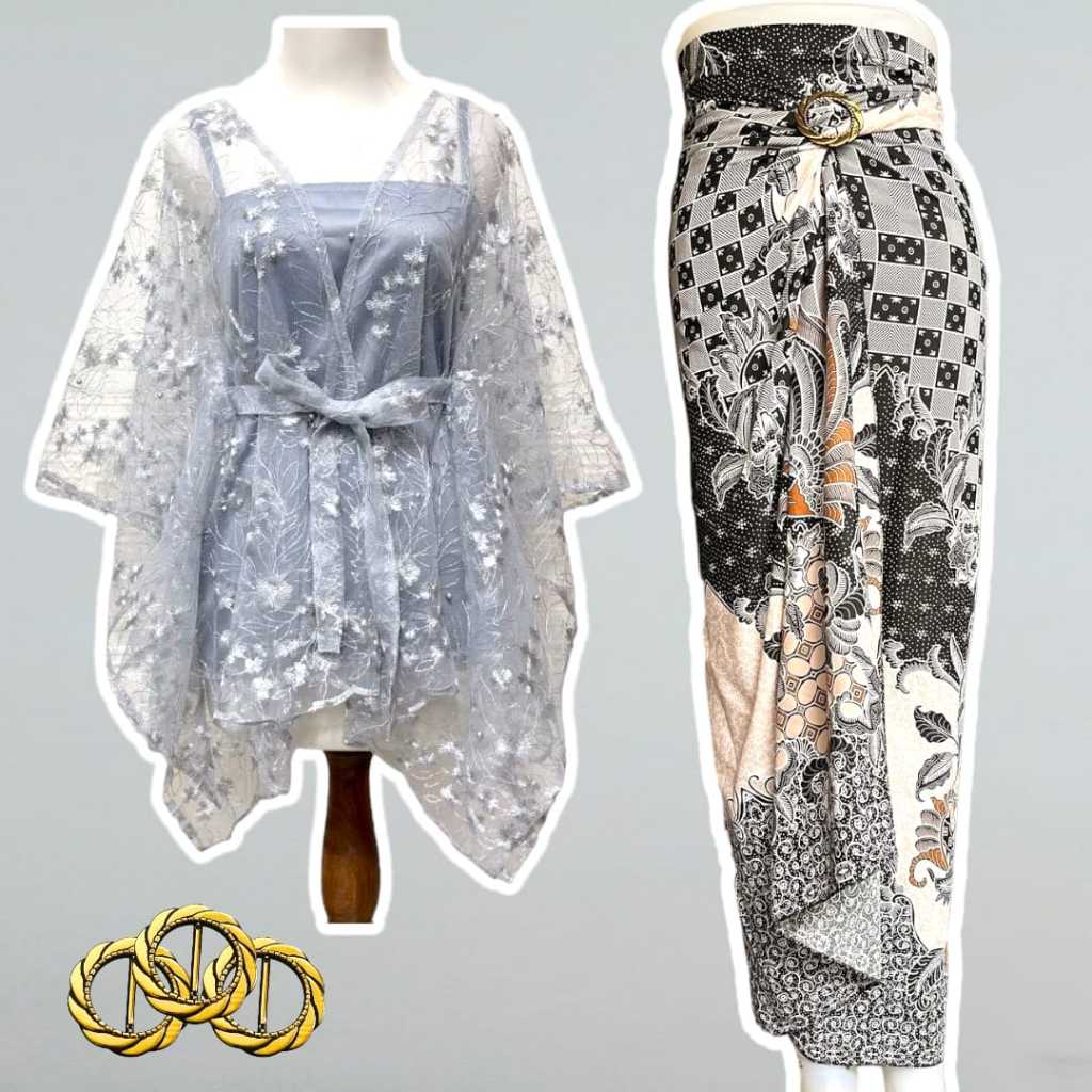 Jual Outfit Atasan Fashion Satu Set Outer brokat cape Brokat Crop ...