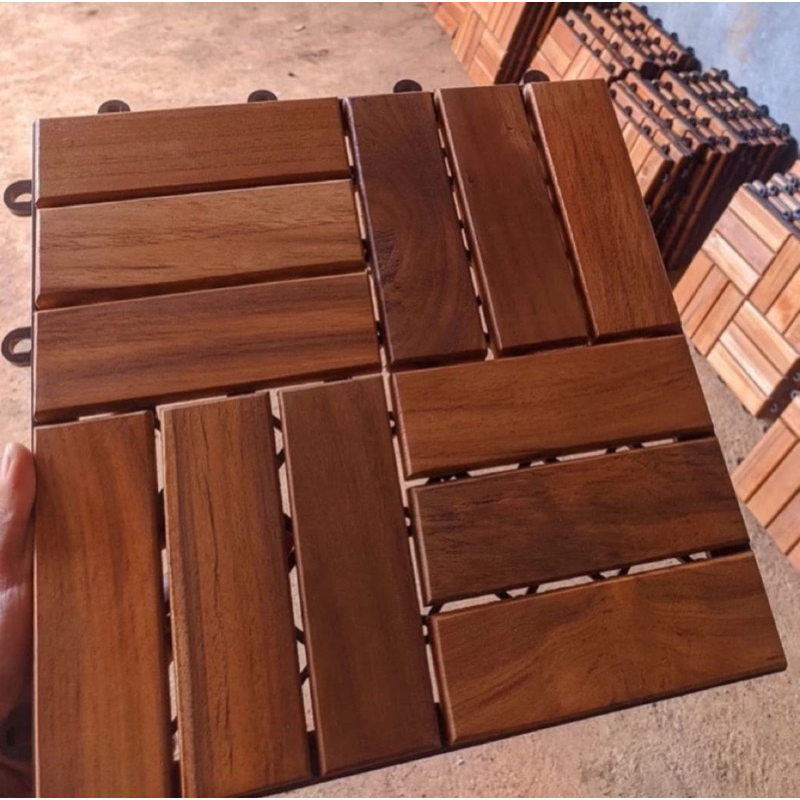 Jual DECKING TILE LANTAI KAYU JATI MOTIF ZIG ZAG UKURAN 30X30 CM ...