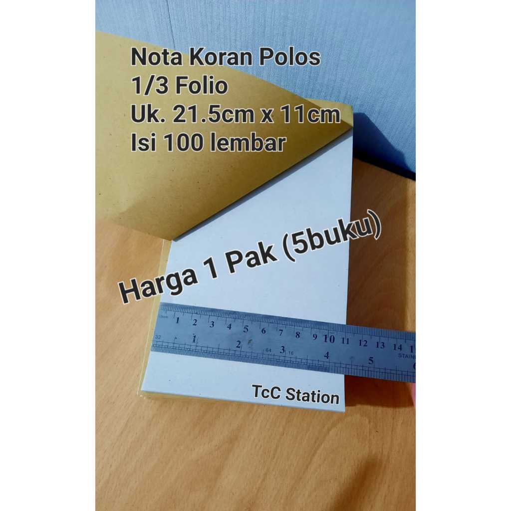 Jual 1 Pak 5 buku Nota KORAN Bon Polos 1/3 Folio Isi 100 lembar Ukuran ...