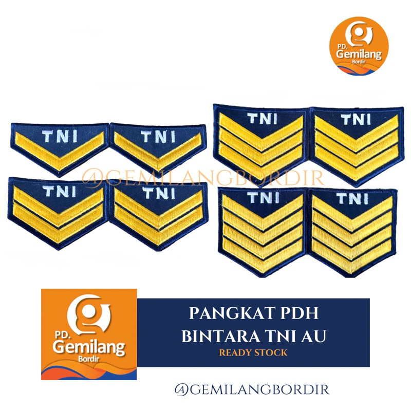 Jual Pangkat PDH Bintara TNI AU | Badge Pangkat TNI PDH | Sepasang ...