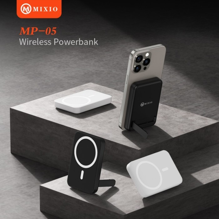 Jual MIXIO MP-05 WIRELESS POWER BANK 5000MAH MAGNETIC MAGSAFE 20W FAST ...